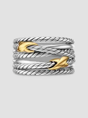 David Yurman Double X Crossover Ring In Sterling - Silver