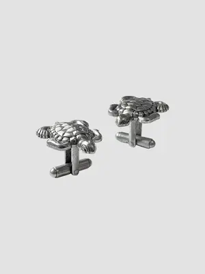 LINK UP Turtle Rhodium-plated Brass Cufflinks - Silver