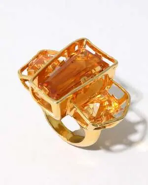 Alexis Bittar Archive Modern Geometric Framed Stone Ring
