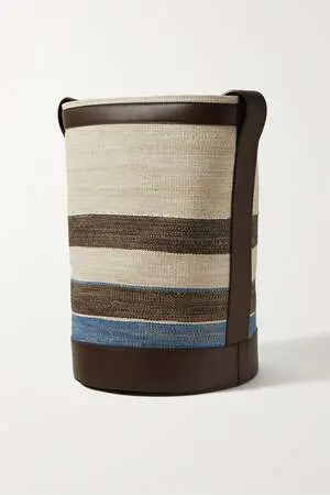 Loro Piana Daydream Leather-trimmed Striped Canvas Bucket Bag