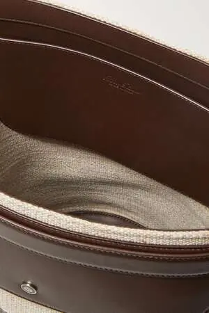 Loro Piana Daydream Leather-trimmed Striped Canvas Bucket Bag