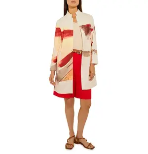 Misook Brushstroke Print Shirt Jacket