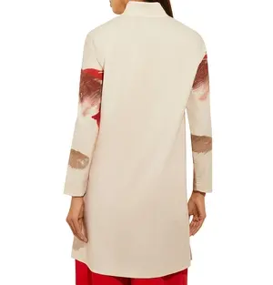 Misook Brushstroke Print Shirt Jacket