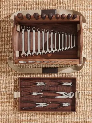 LORENZI MILANO Stainless Steel And Leather Tool Set