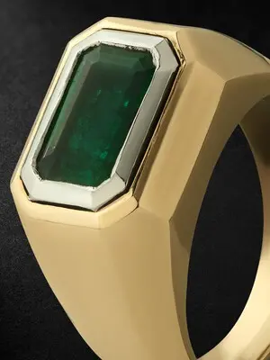 MAOR M.cohen Solitaire Small 18-karat Gold, Platinum And Emerald Ring