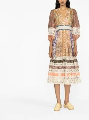 Zimmermann Devi Printed Linen Midi Dress