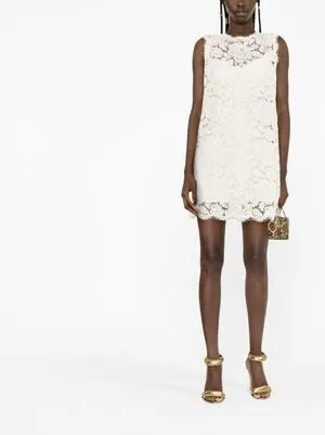 Dolce & Gabbana Mini Sleeveless Lace Dress - Neutrals