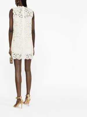 Dolce & Gabbana Mini Sleeveless Lace Dress - Neutrals