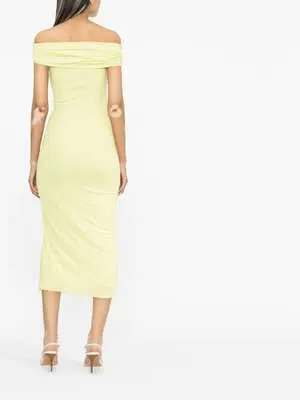 SELF-PORTRAIT Off-shoulder Draped Midi Dress