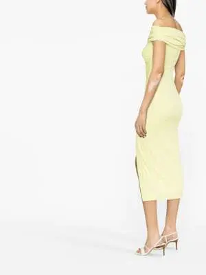 SELF-PORTRAIT Off-shoulder Draped Midi Dress