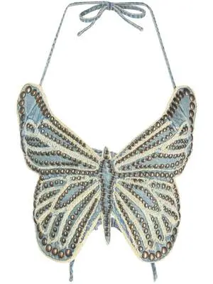 Blumarine Butterfly-design Denim Top