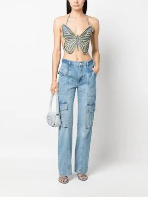 Blumarine Butterfly-design Denim Top