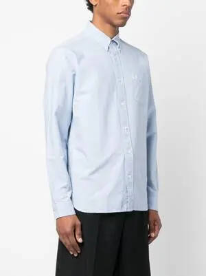 Fred Perry Logo-embroidery Cotton Shirt - Blue