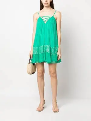 NISSA Strap-detail Silk Mini Dress
