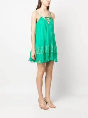 NISSA Strap-detail Silk Mini Dress