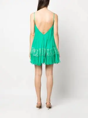 NISSA Strap-detail Silk Mini Dress
