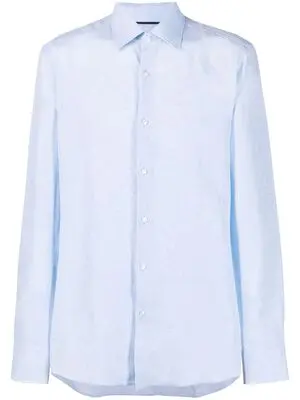 BOSS Long-sleeve Linen Shirt - Blue