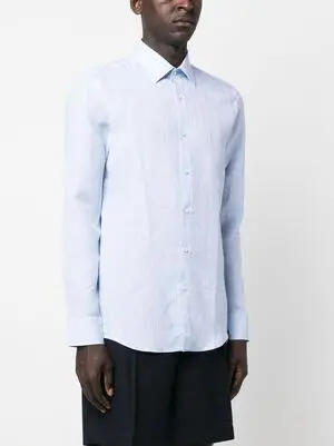 BOSS Long-sleeve Linen Shirt - Blue