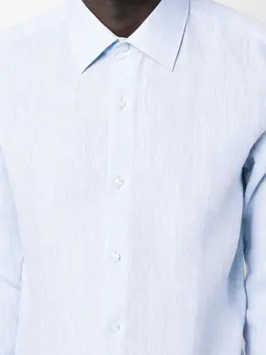 BOSS Long-sleeve Linen Shirt - Blue