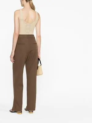Balmain Slit-detail Wool Trousers - Brown
