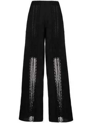Charo Ruiz Ibiza Embroidered-panel Cotton Trousers - Black