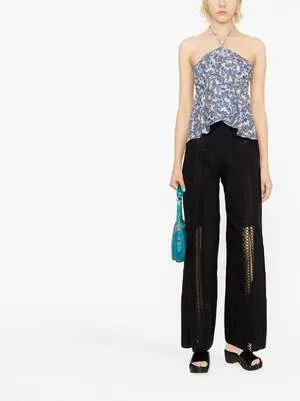 Charo Ruiz Ibiza Embroidered-panel Cotton Trousers