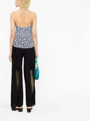 Charo Ruiz Ibiza Embroidered-panel Cotton Trousers