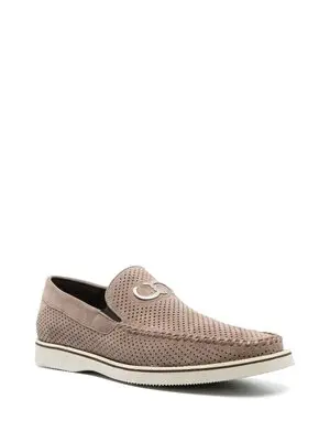 Casadei Perforated Suede Loafers
