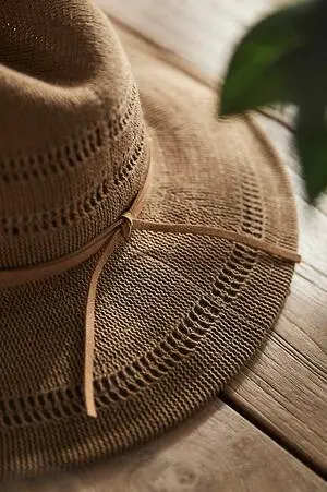 TERRAIN Vented Crown Sun Hat With Faux Suede Trim - Brown