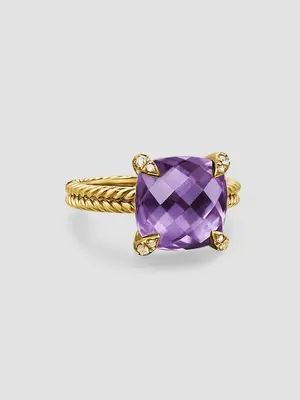 David Yurman Chatelaine Ring In 18k Yellow Gold With Pavé Diamonds - Amethyst