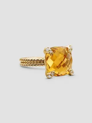 David Yurman Chatelaine Ring In 18k Yellow Gold With Pavé Diamonds - Citrine