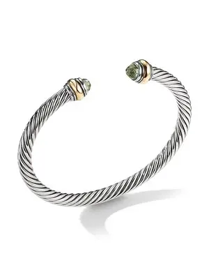 David Yurman Cable Classics Color Bracelet With 14k Yellow Gold Prasiolite