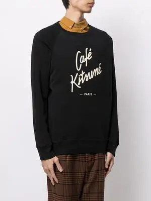CAFÉ KITSUNÉ Logo-print Cotton Sweatshirt