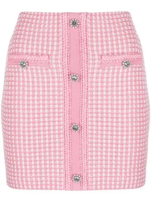 SELF-PORTRAIT Embellished Knitted Miniskirt - Pink