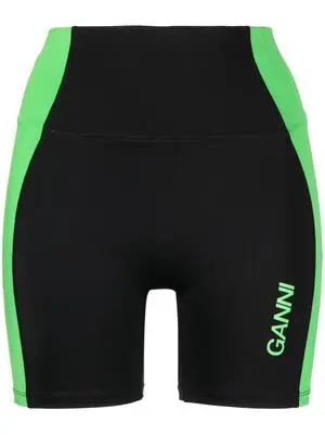 GANNI Active High-waist Cycling Shorts - Black