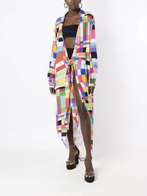 AMIR SLAMA Geometric-print Maxi Dress
