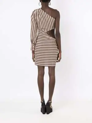AMIR SLAMA Striped One-shoulder Mini Dress