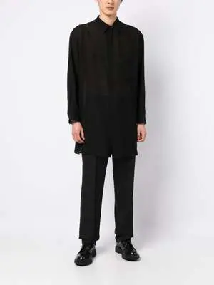 Yohji Yamamoto Sheer-finish Long Shirt - Black