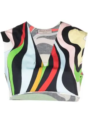 Emilio Pucci Marmo-print Cropped Top