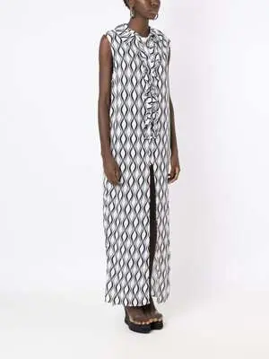 AMIR SLAMA Geometric-print Maxi Dress