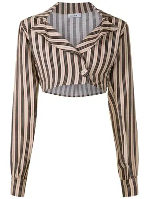 AMIR SLAMA Striped Cropped Blouse