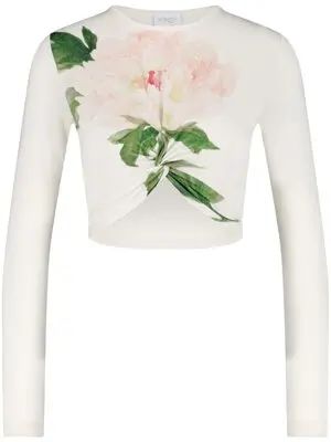 Giambattista Valli Floral-print Cashmere-silk Top