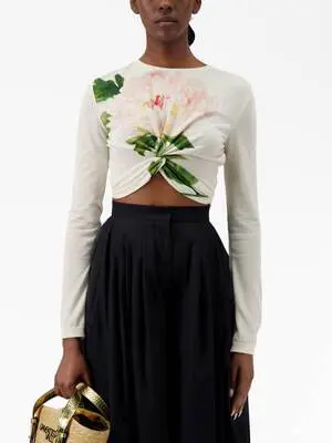 Giambattista Valli Floral-print Cashmere-silk Top