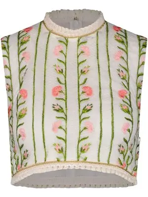 Giambattista Valli Floral-embroidered Top - White