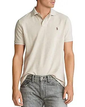 Polo Ralph Lauren Custom Slim Fit Mesh Polo Shirt Dune Tan Heather