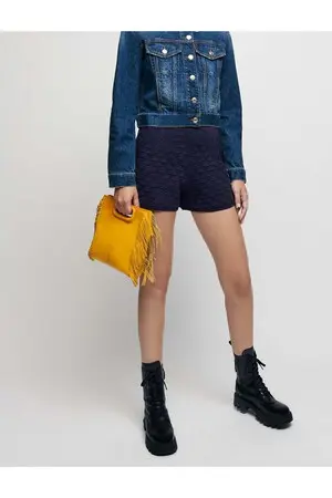 Maje Denim Jacket With Embroidered Collar