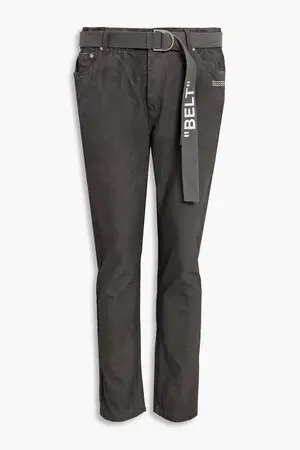 Off-White Slim-fit Printed Cotton-canvas Pants