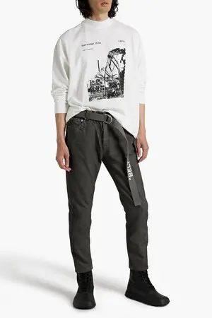 Off-White Slim-fit Printed Cotton-canvas Pants