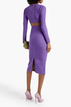 Herve Leger Cropped Ribbed-knit Top
