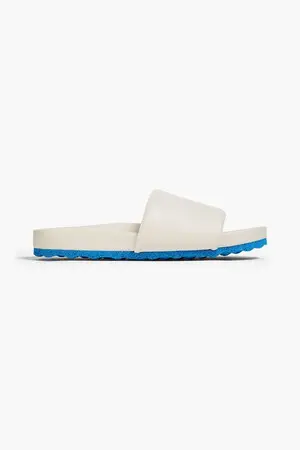 Off-White Twotone Embossed Leather Slides